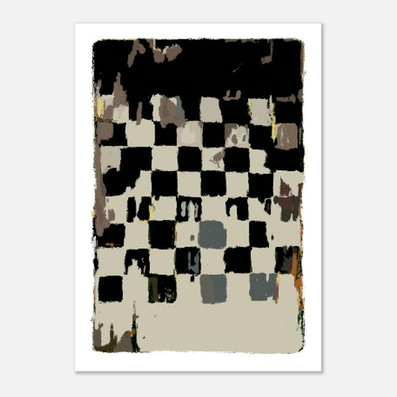 Original Vintage Chess Board Wall Print, Abstract Chess Board ...