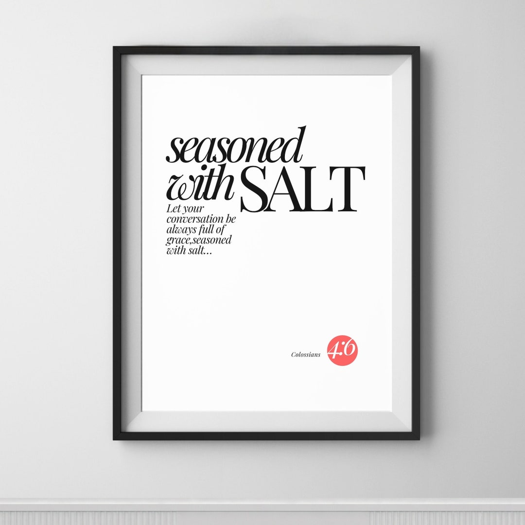 Seasoned With Salt Bible Verse Print, Scripture Typography Poster ...