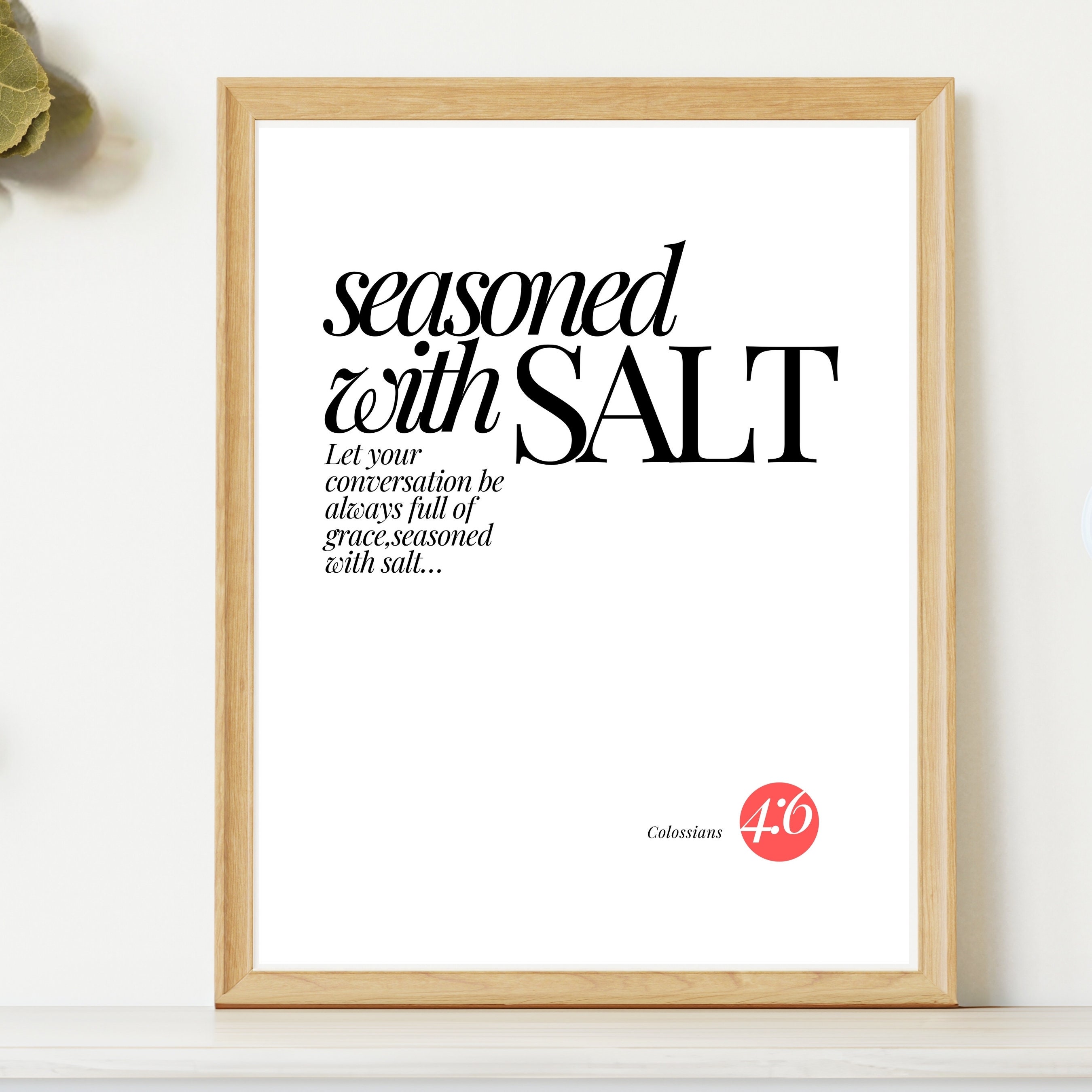 Seasoned With Salt Verse Print, Scripture Typography Poster, Christian ...