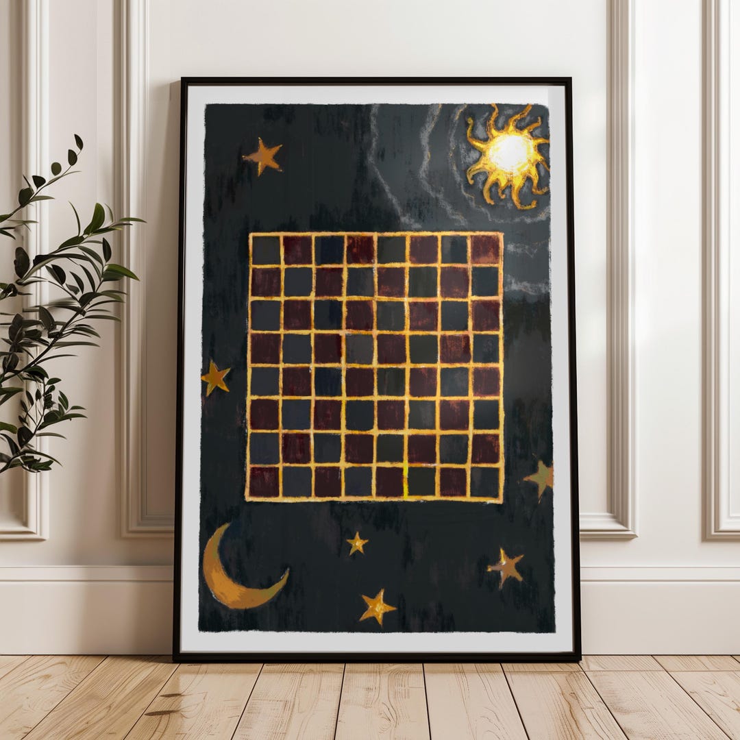 Original Vintage Chess Board Wall Print - #3, Abstract Chess Board ...