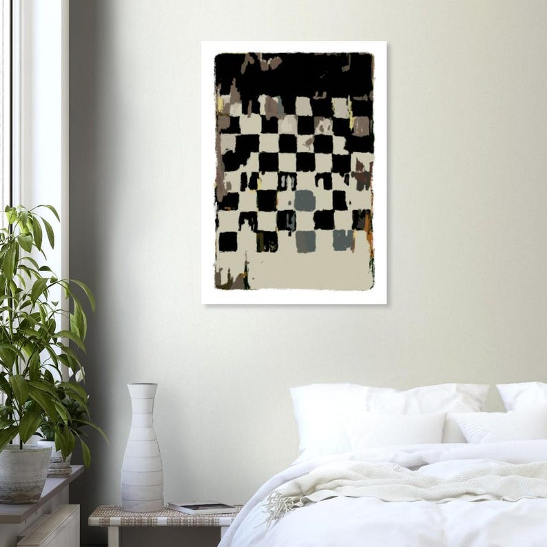 Original Vintage Chess Board Wall Print, Abstract Chess Board ...