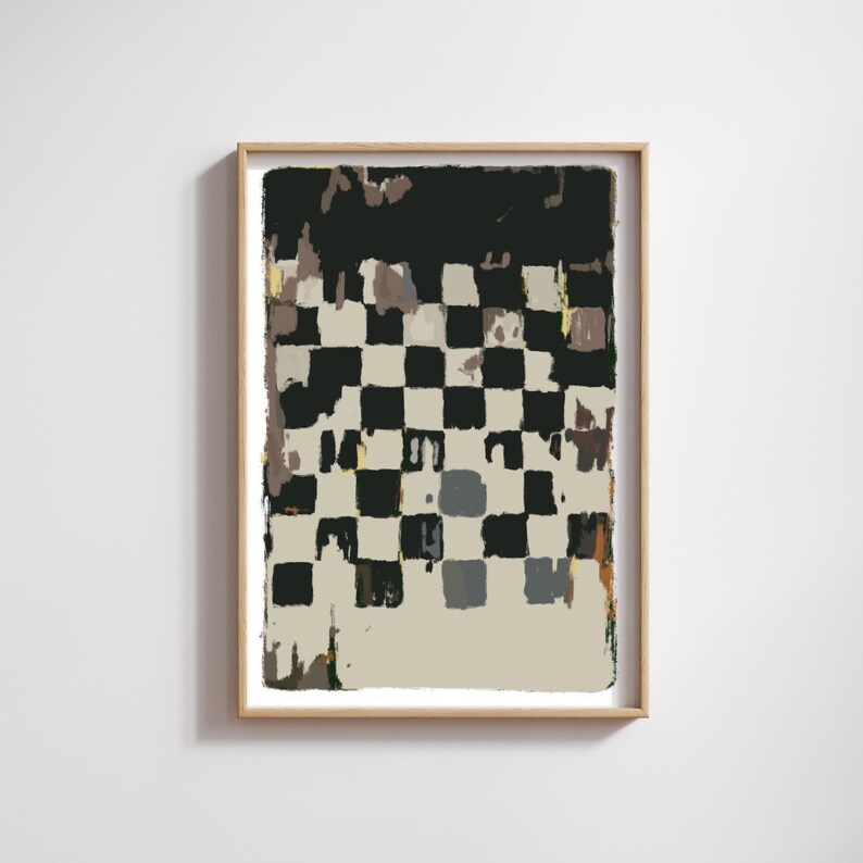 Original Vintage Chess Board Wall Print, Abstract Chess Board ...
