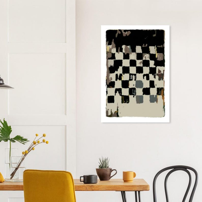 Original Vintage Chess Board Wall Print, Abstract Chess Board ...