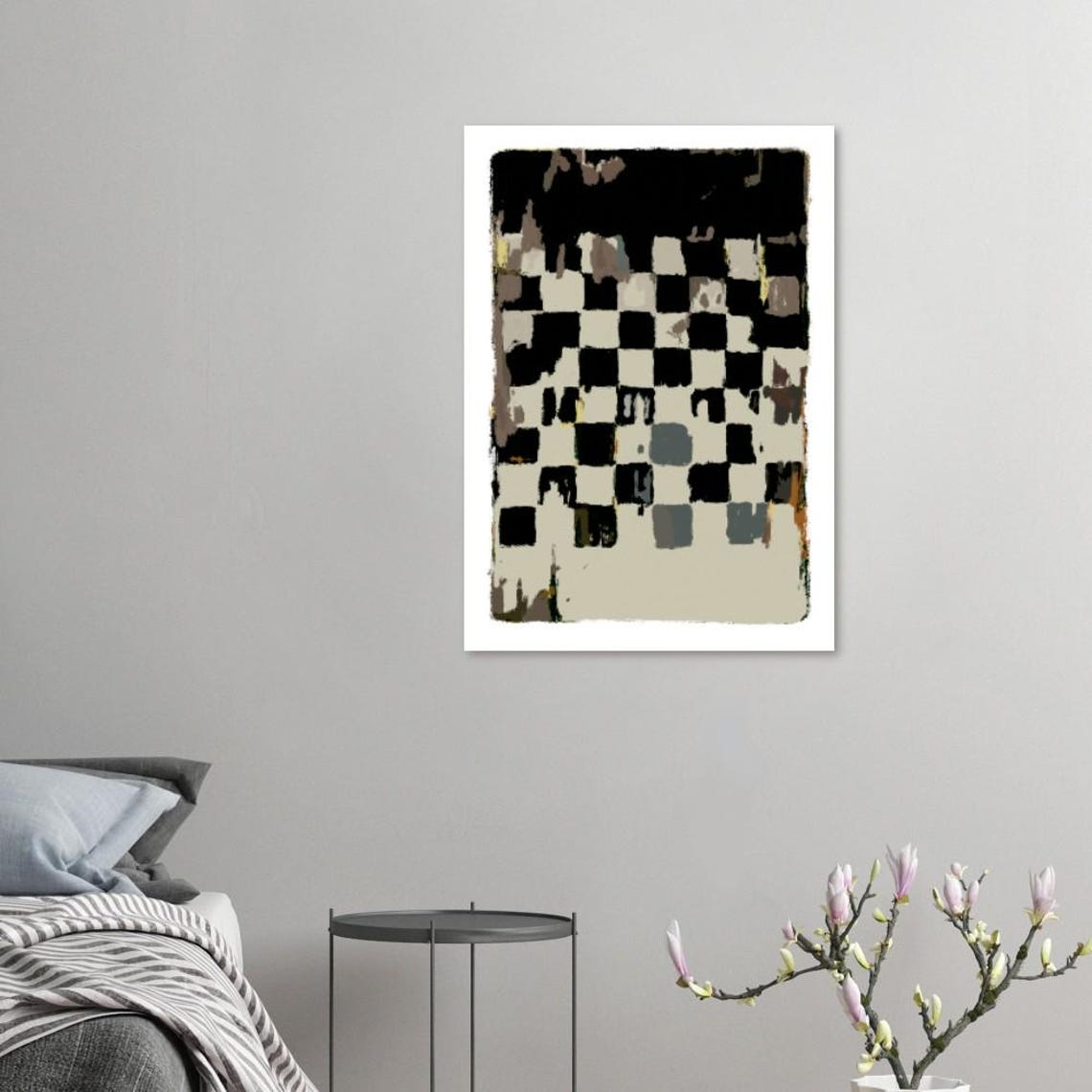 Original Vintage Chess Board Wall Print, Abstract Chess Board ...