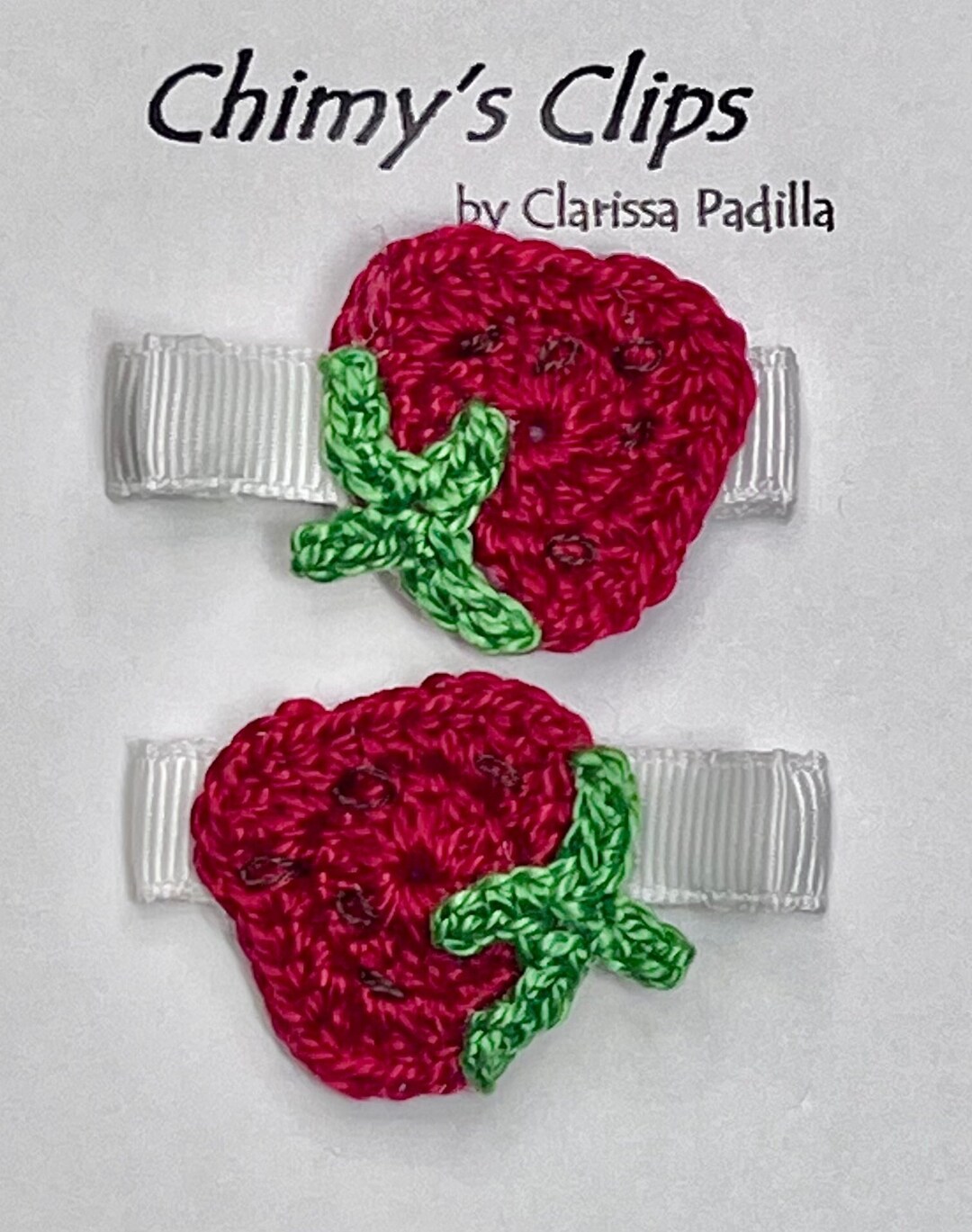 Handmade Hand Stitched Alligator Hair Clips Strawberry Farm, Strawberry ...