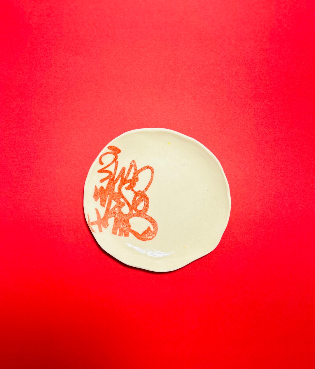 Handmade Ceramic Trinket Dish: Red Abstract Graffiti Jewelry Holder - Etsy