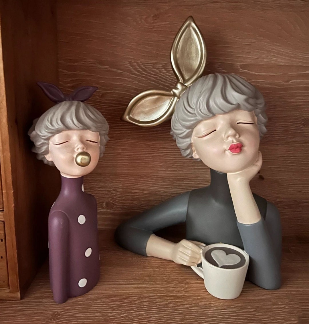 Whimsical Ceramic Figurines - Playful Kiss and Dreamy Rest Charming ...