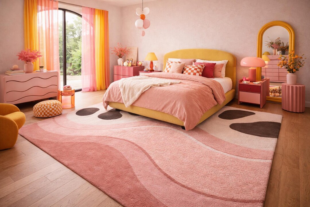 Barbie Theme Tufted Area Rug, Modern Abstract Teppich Luxury Statement ...