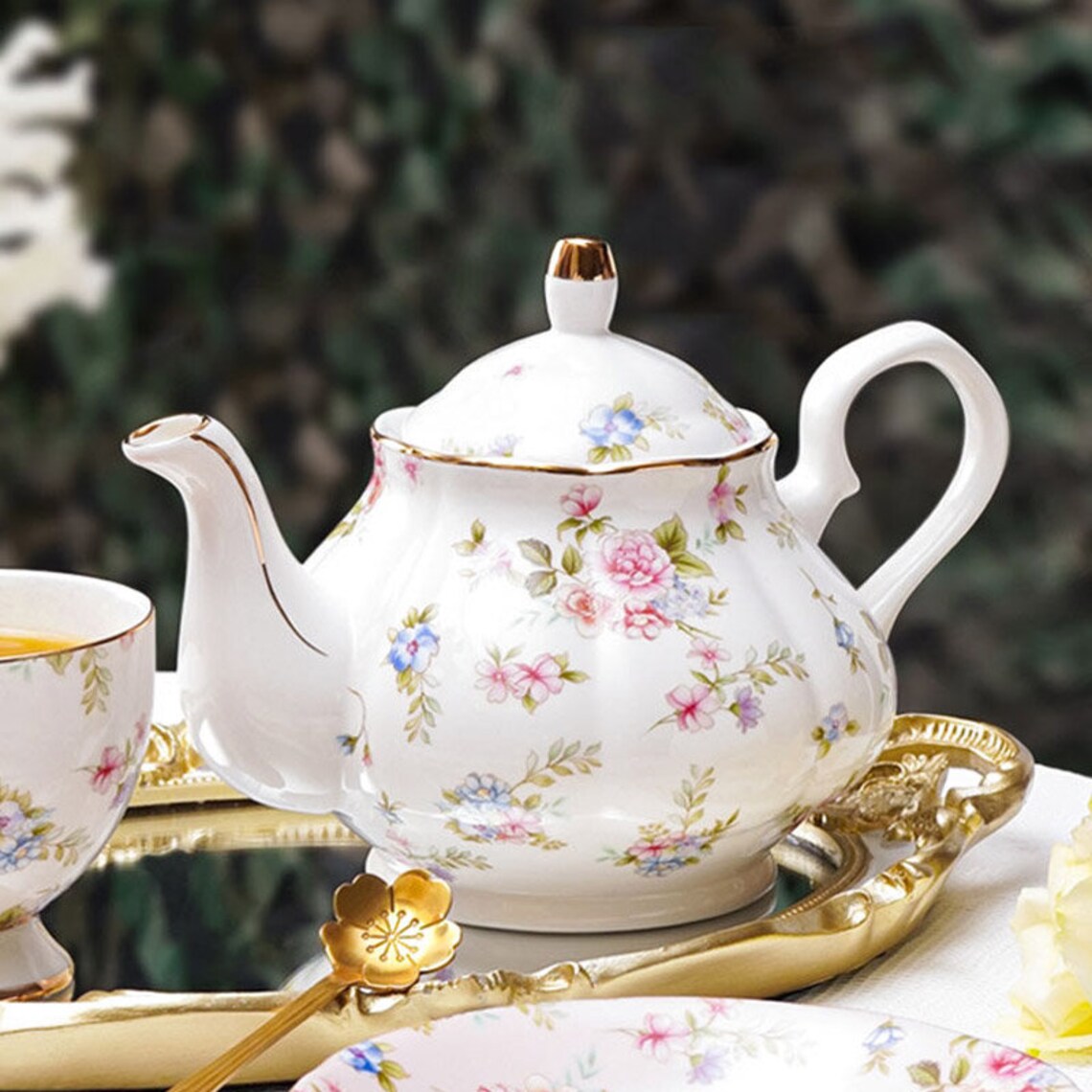Exquisite Ceramic Tea Set, Flower Teapot Set, Afternoon Tea Set ...