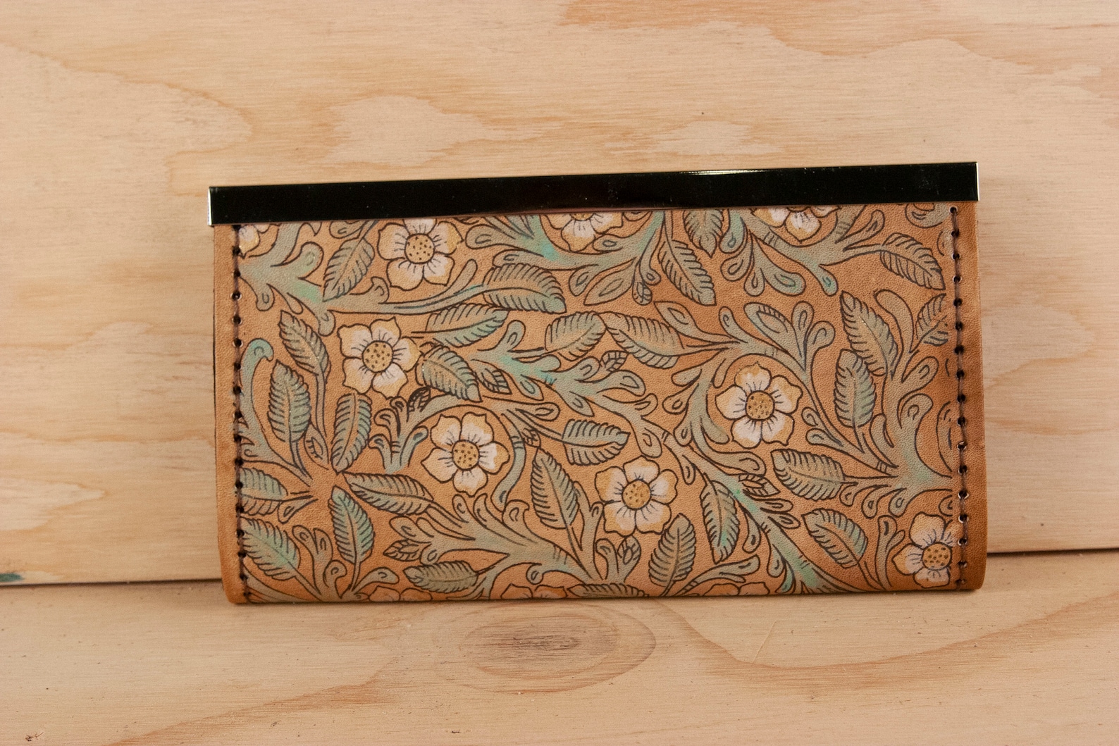 Leather Checkbook Wallet Womens Clutch Wallet in th Cady | Etsy