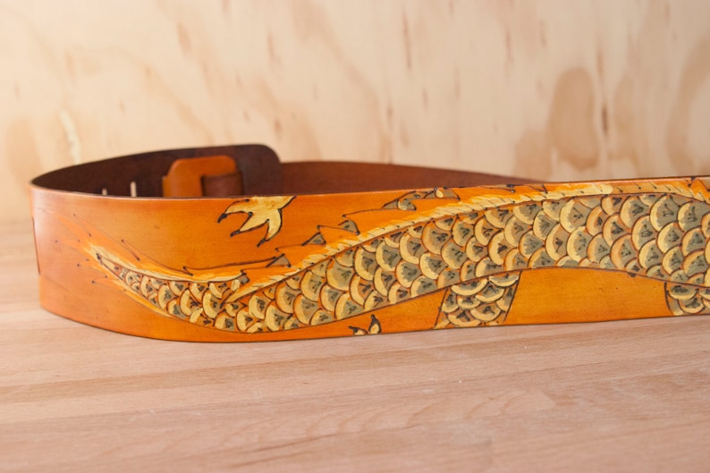 Guitar Strap Leather Dragon Guitar Strap Breathe Pattern - Etsy