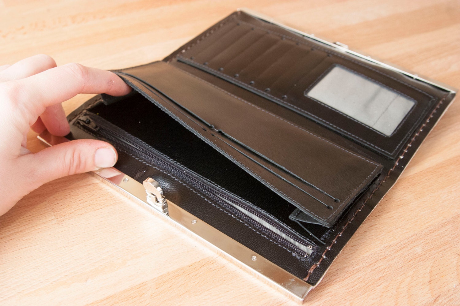 Leather Checkbook Wallet Clutch Wallet Womens Wallet | Etsy