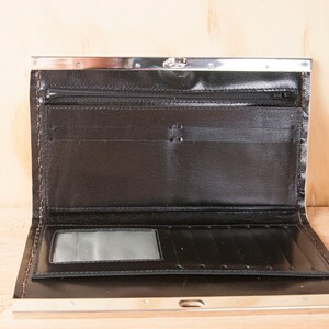 Leather Checkbook Wallet - Nice Pattern With Wood Grain and Heart in ...