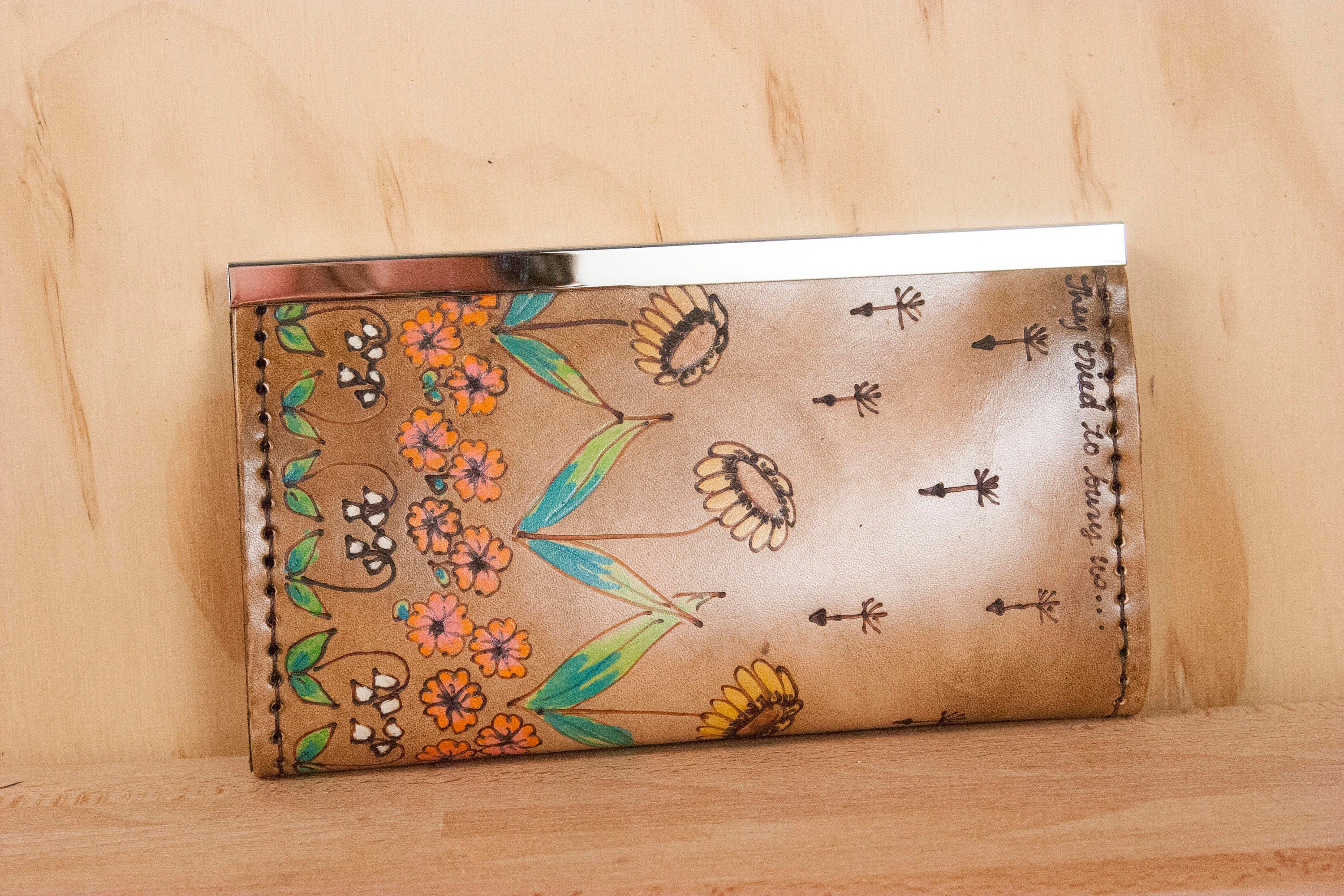 Leather Checkbook Wallet Clutch Wallet Womens Wallet in | Etsy