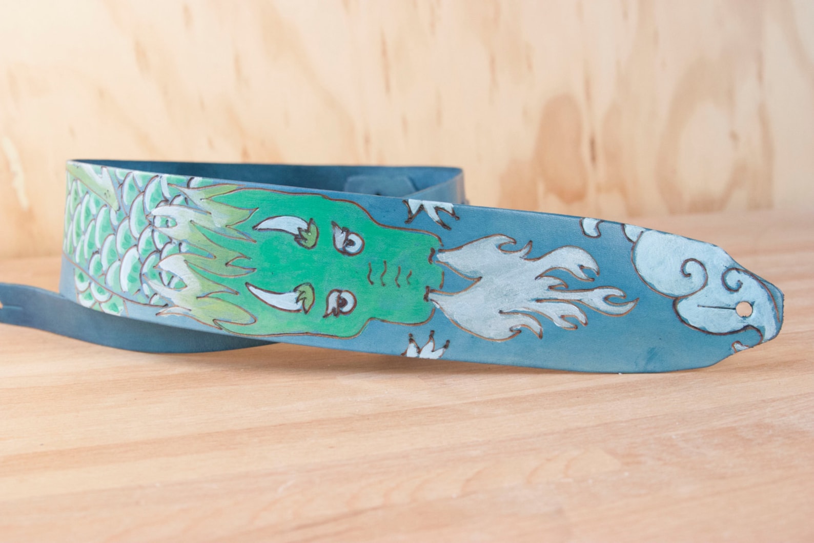 Guitar Strap Leather Dragon Guitar Strap Breathe Pattern - Etsy