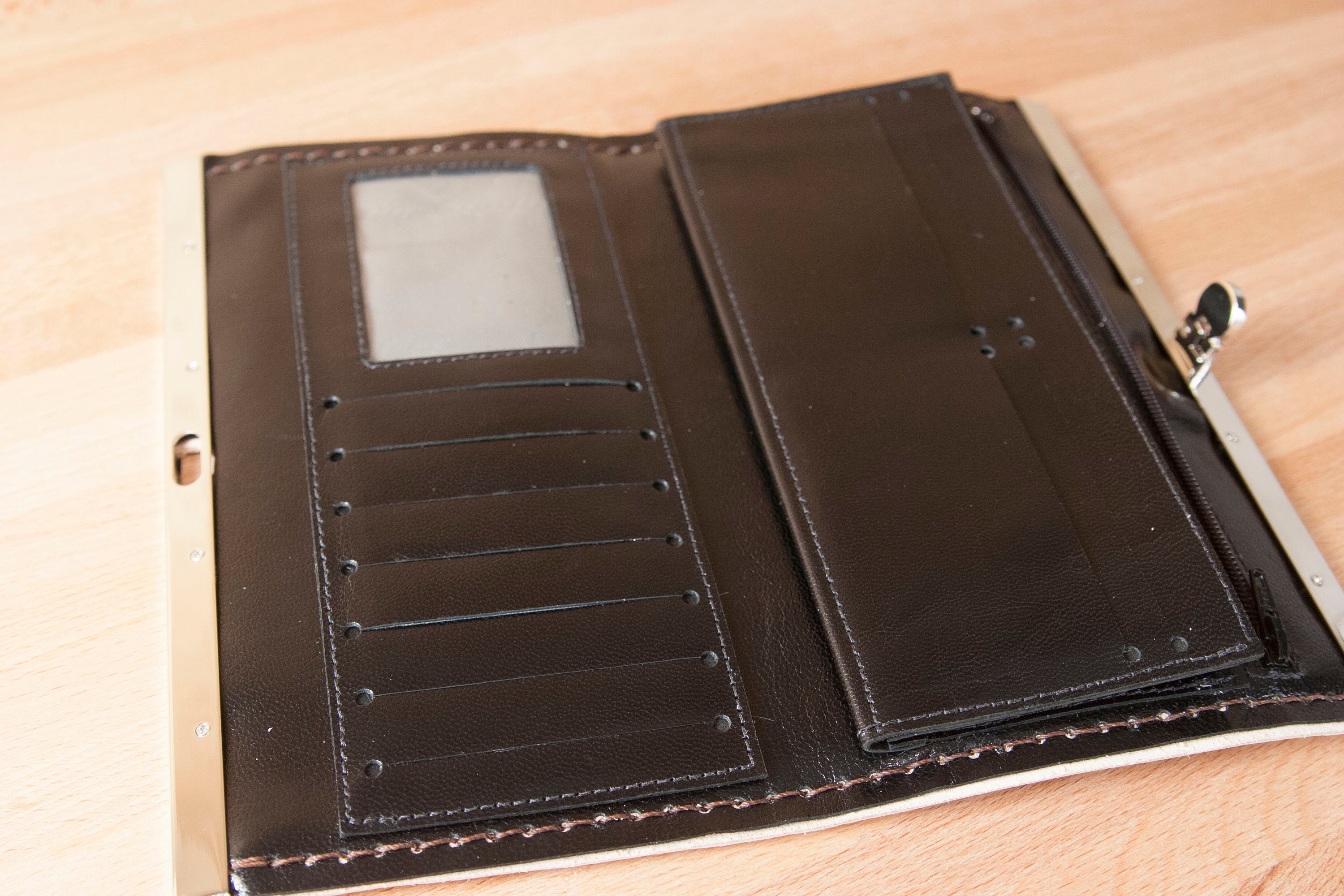 Leather Checkbook Wallet Nice pattern with wood grain and | Etsy