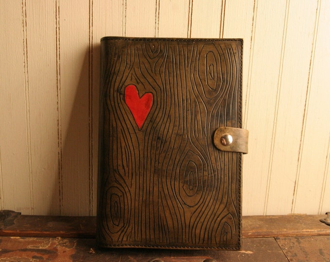 Leather Journal Nice Pattern With Wood Grain and Heart - Etsy