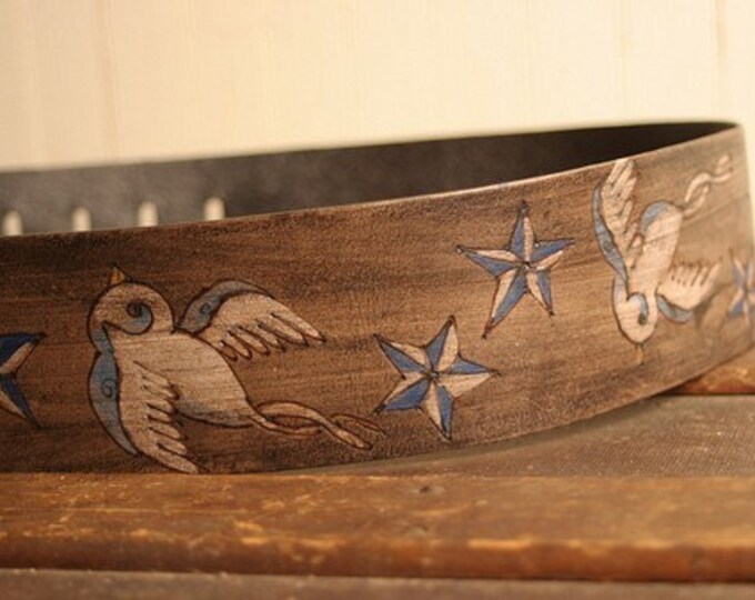 Tweet Guitar Strap Leather in Blue Yellow White and - Etsy