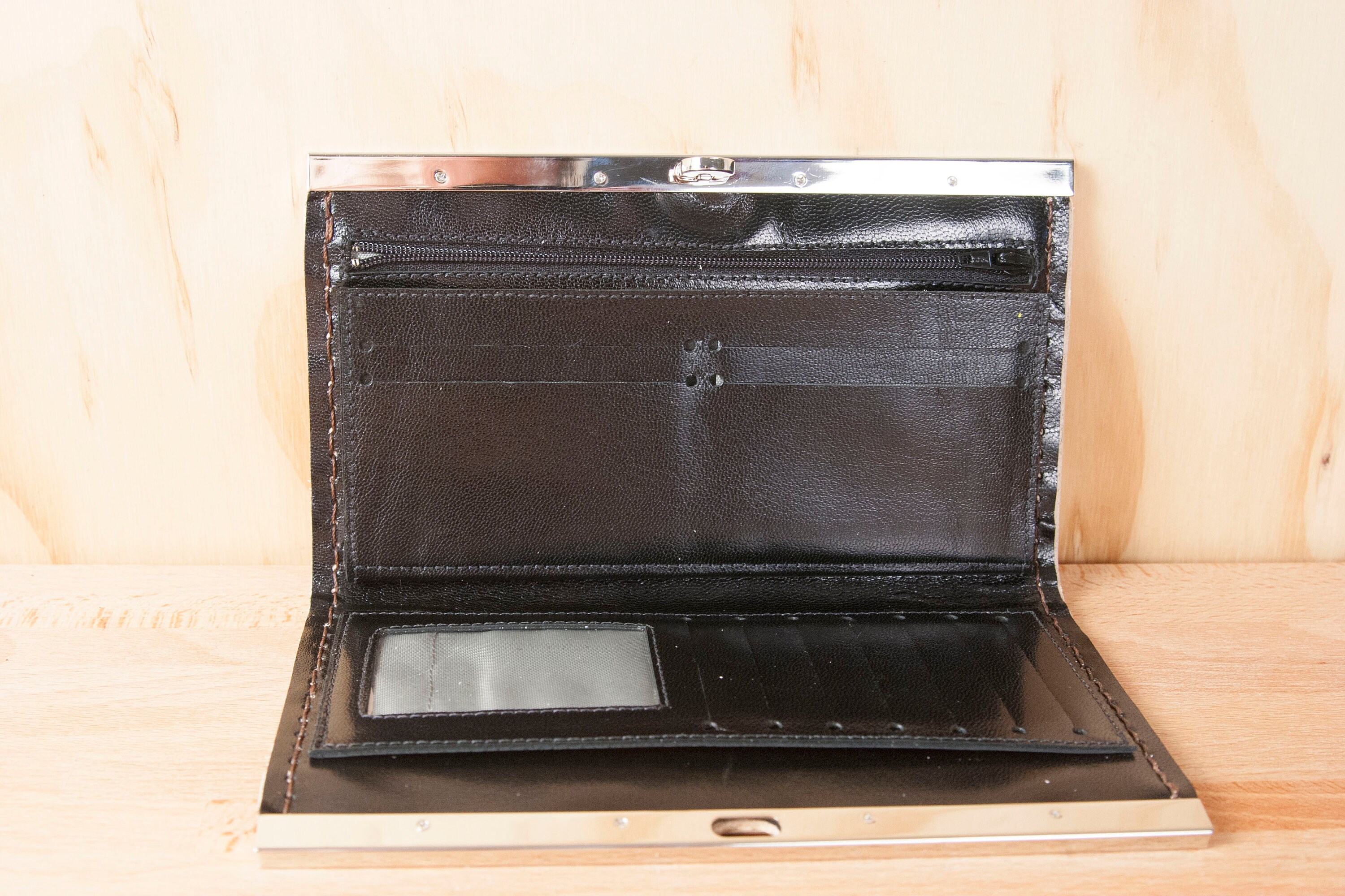 Leather Checkbook Wallet Red and Antique Brown Nice | Etsy