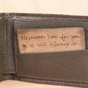 Wallet Insert - Leather With Custom Inscription - Smokey Pattern in ...
