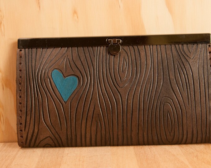 Leather Checkbook Wallet Antique Black and Orange Nice Pattern With ...