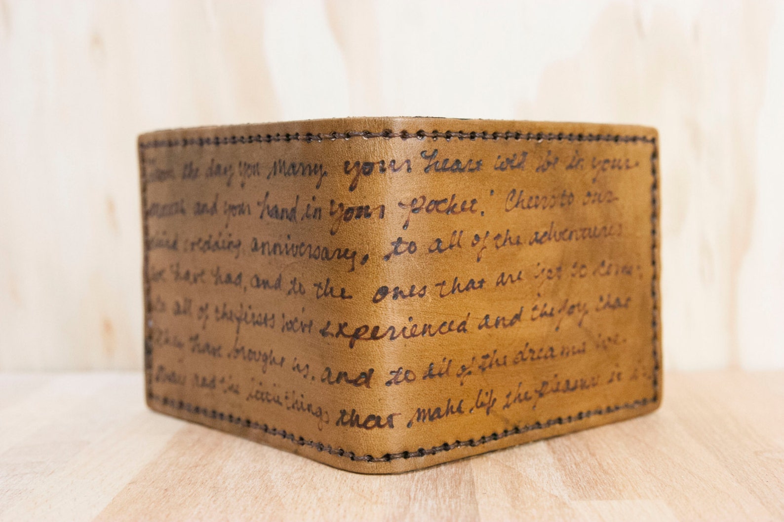 Mens Custom Leather Bifold Wallet - Personalized Inscription in the ...
