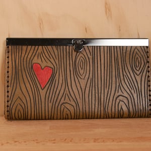 Leather Checkbook Wallet - Red and Antique Brown - Nice Pattern With ...