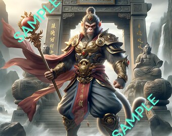 The Monkey King Sun Wukong, Fine Art Print, Chinese Painting, Wall Art ...