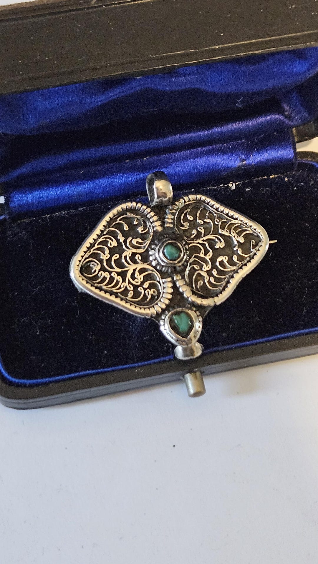 Antique Himalayan Sterling Silver Turquoise Brooch Pin - Etsy