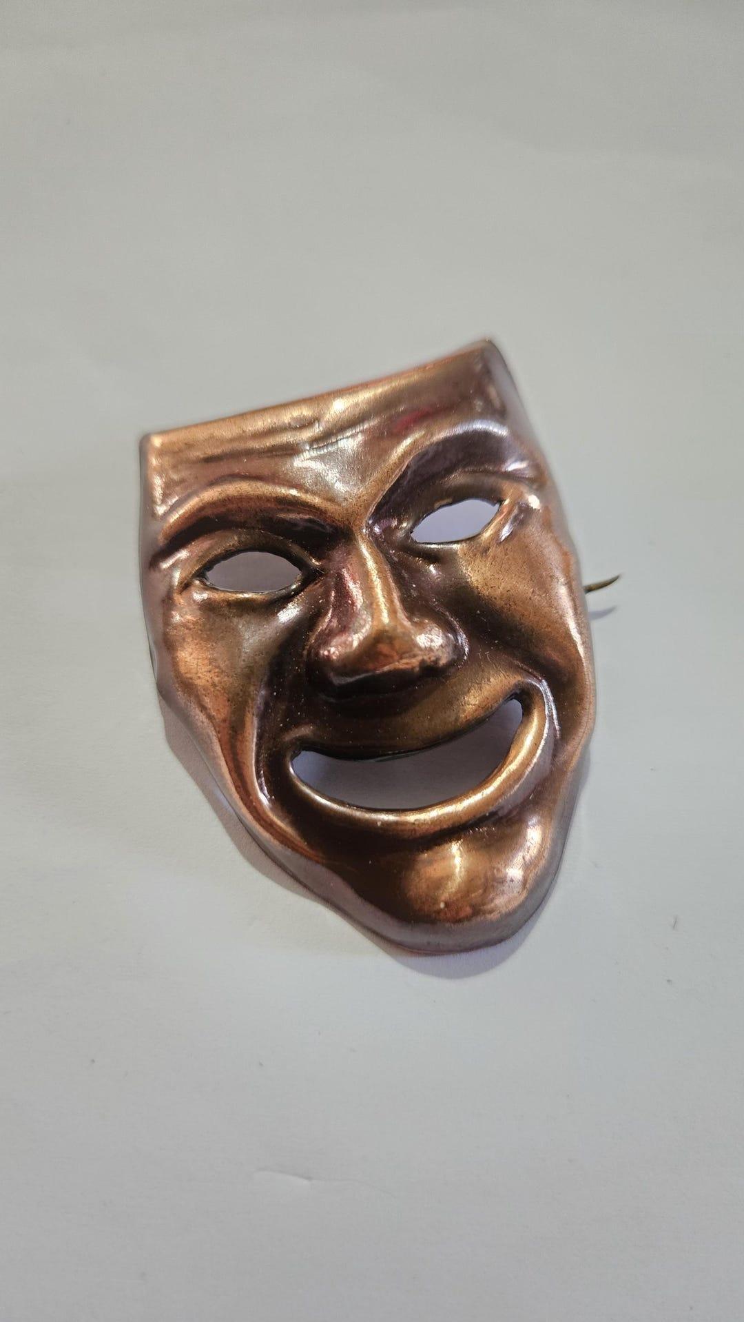 Vintage Large Copper Comedy Face Mask Brooch Pin - Etsy