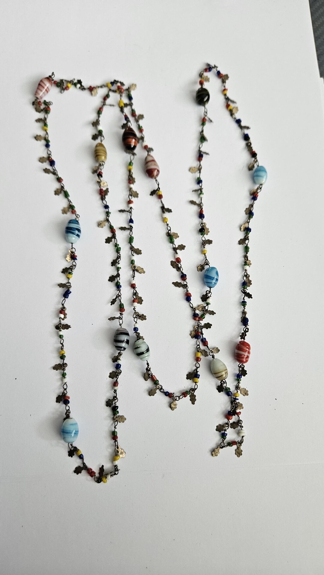 Vintage Art Deco 1920s Harlequin Murano Glass Bead Flapper Necklace - Etsy