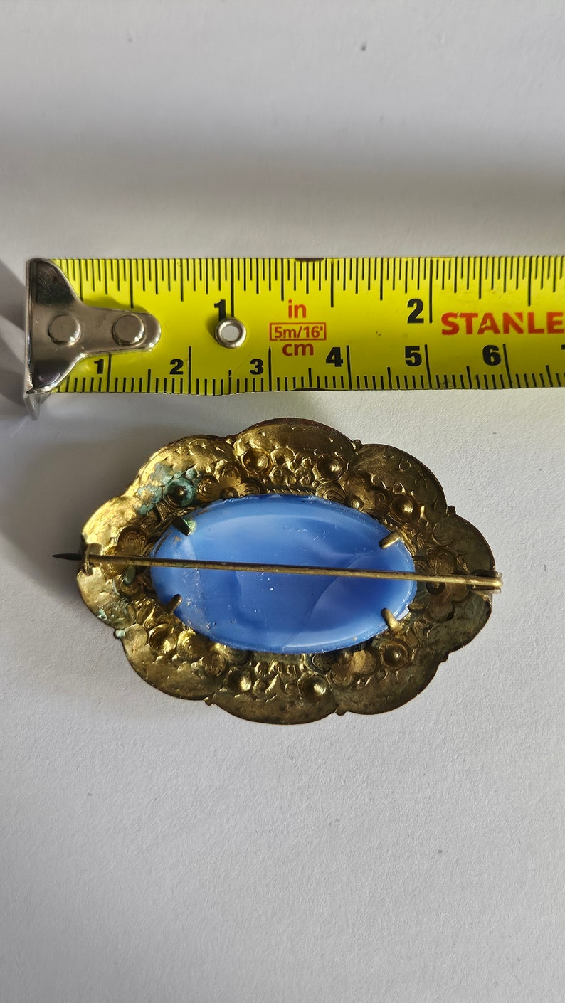 Vintage Art Deco Neiger Blue Satin Glass Brooch Pin - Etsy