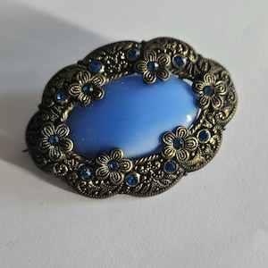 Vintage Art Deco Neiger Blue Satin Glass Brooch Pin - Etsy