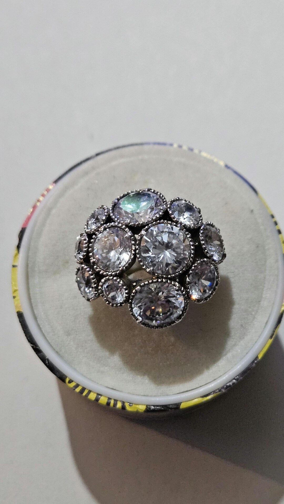 Judith Ripka Sterling Silver CZ Cluster Ring • 925 Milgrain Dome ...