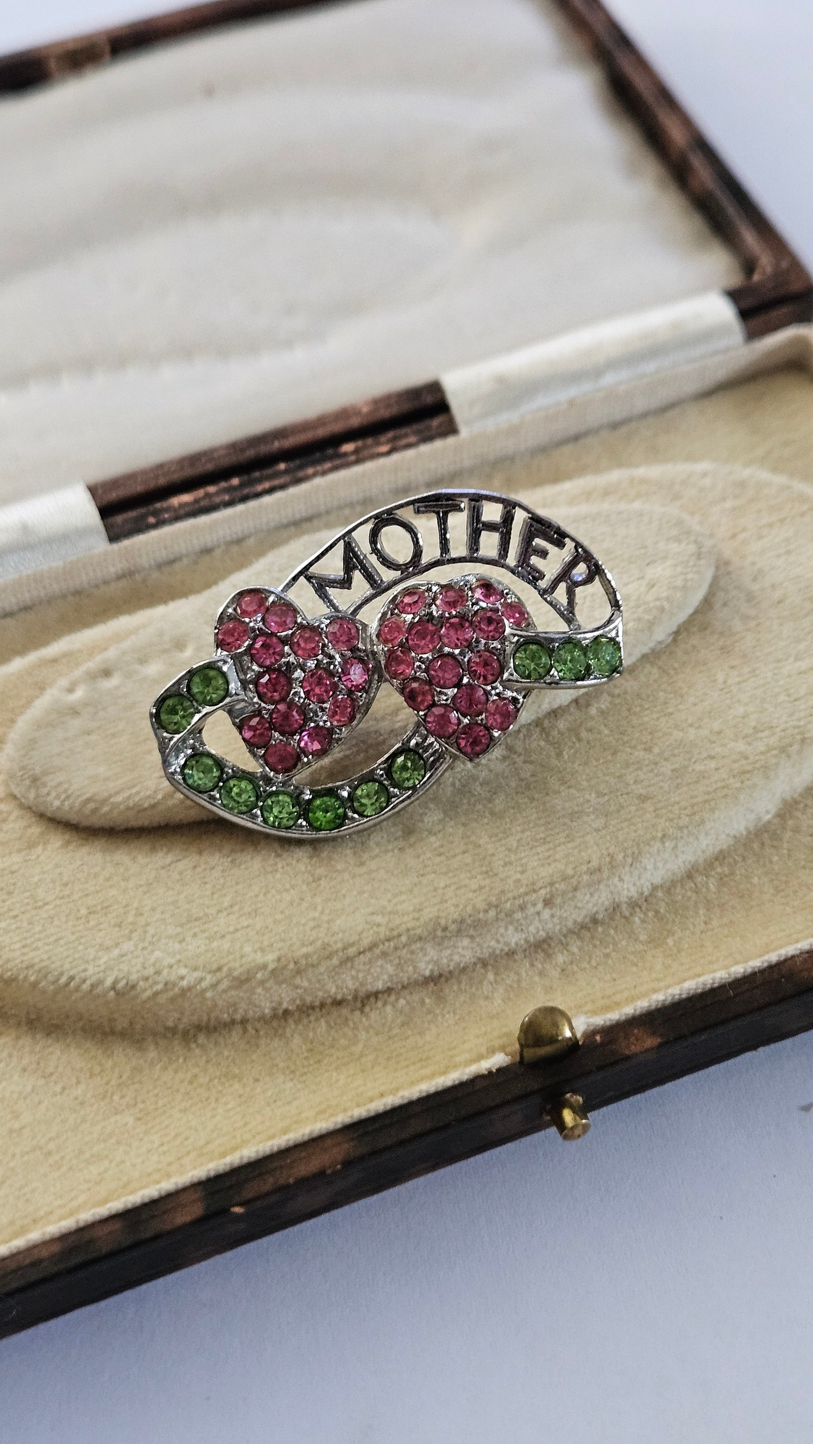 Vintage 1950s Mother Brooch Pin Paste Pink Green Paste Glass - Etsy