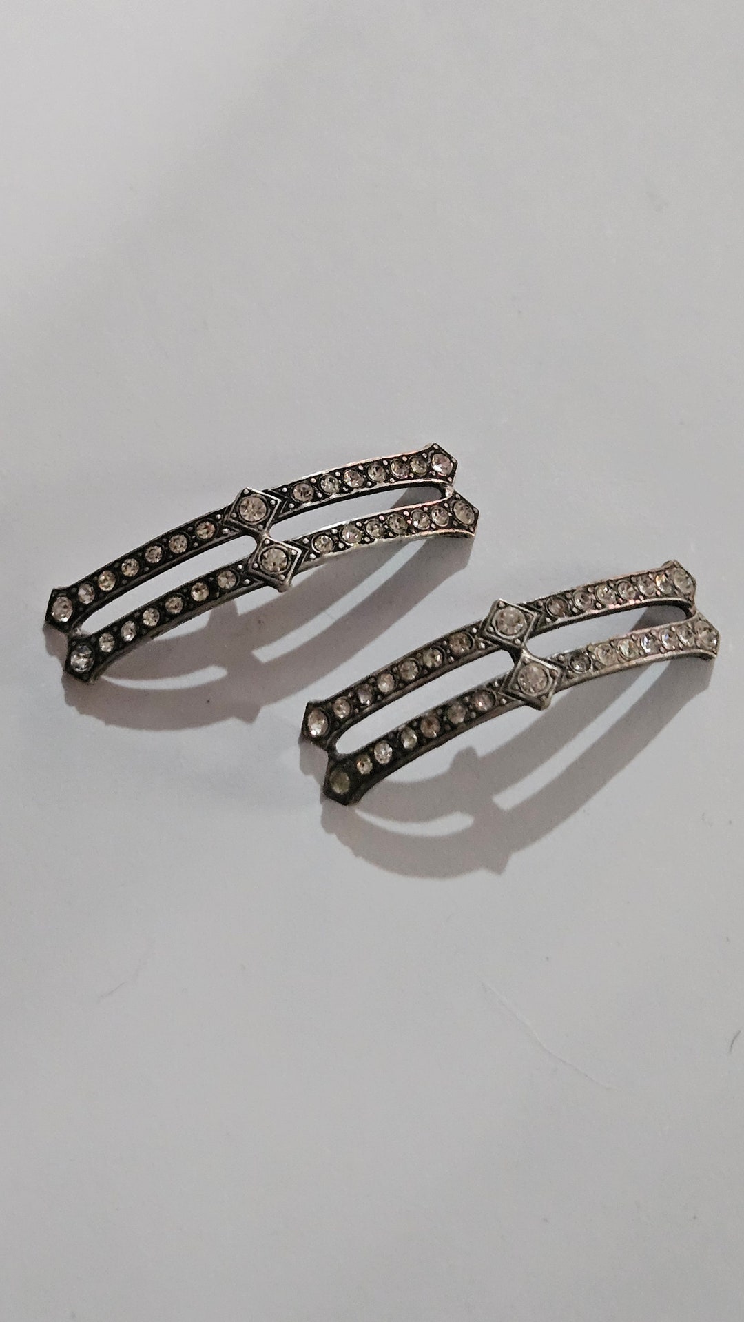 Antique Georgian Sterling Silver & Paste Glass Pair of Ornate Shoe ...