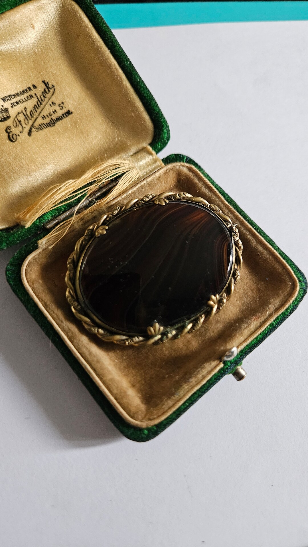 Victorian Antique Large Pinchbeck and Banded Agate Ornate Brooch Pin - Etsy
