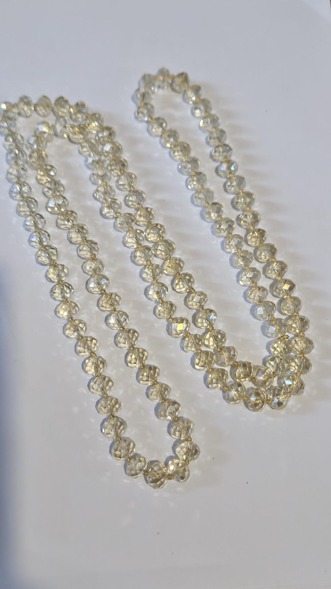 Victorian Antique Faceted Rock Crystal Flapper Bead Necklace Long - Etsy