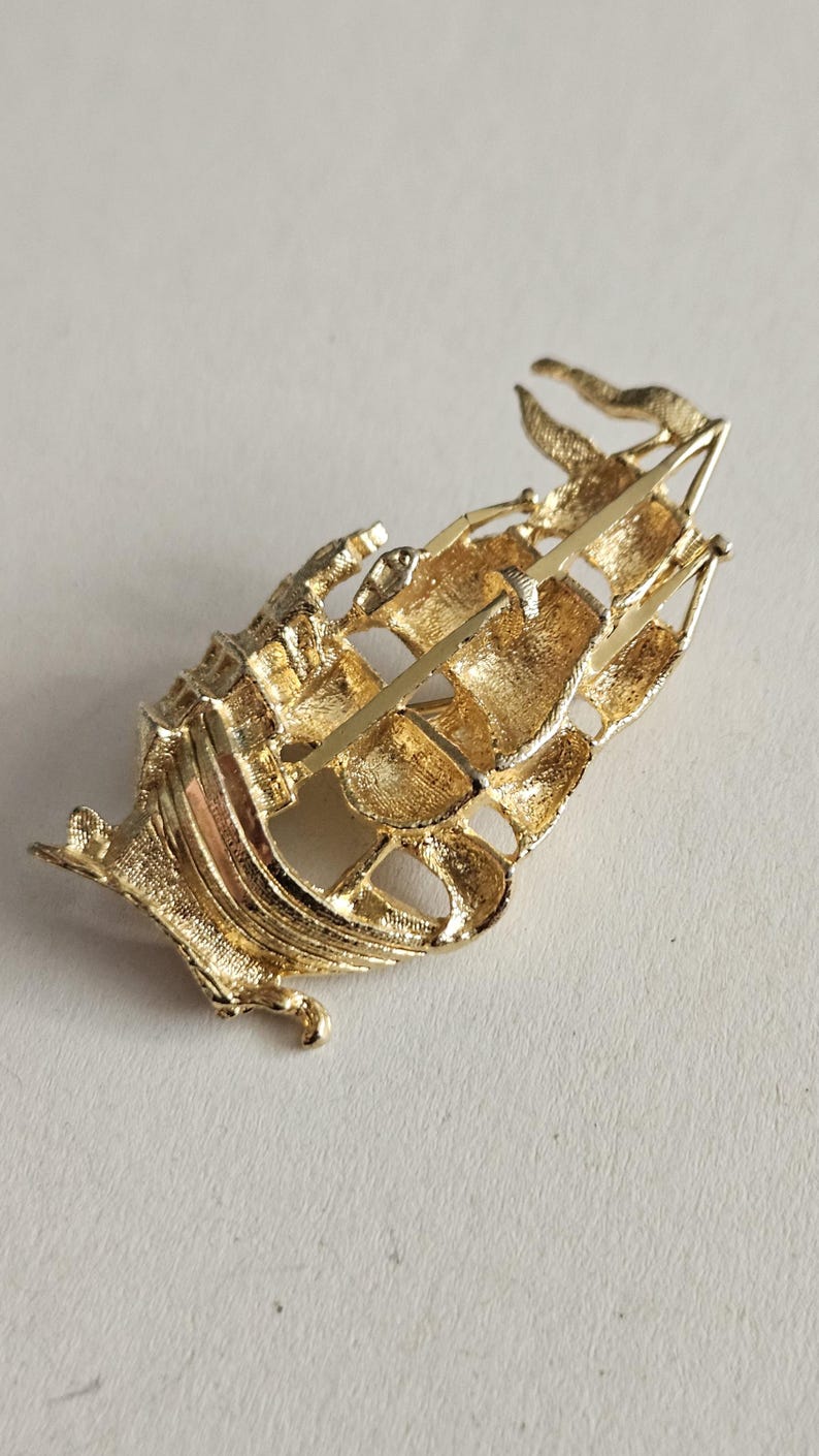 Vintage Sphinx Gold Plated Ship Pirate Boat Brooch Pin - Etsy