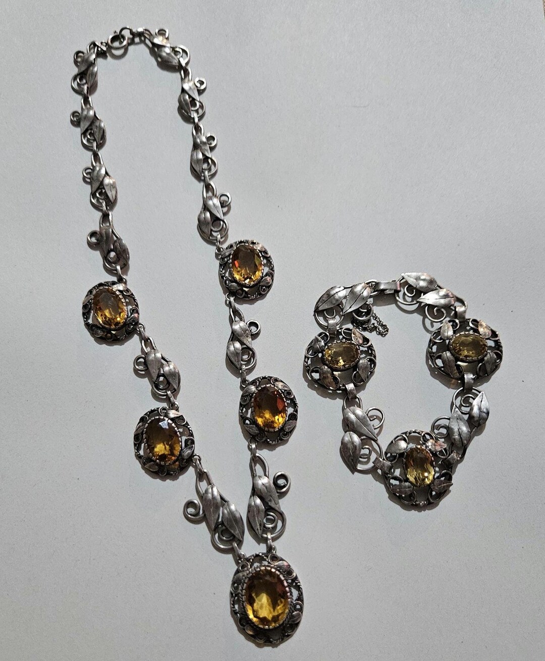 German Jugendsti Vintage (art Nouveau) Sterling Silver Citrine Necklace ...