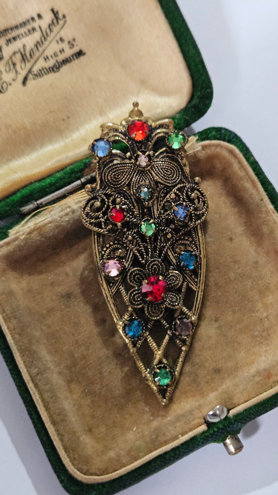 Vintage Art Deco Czech Bohemian Paste Glass Brass Dress Clip - Etsy