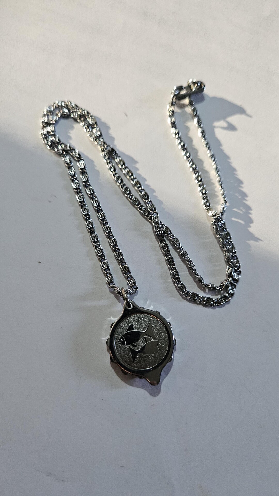 Vintage SOS Medical Talisman Fish Pendant Necklace - Etsy