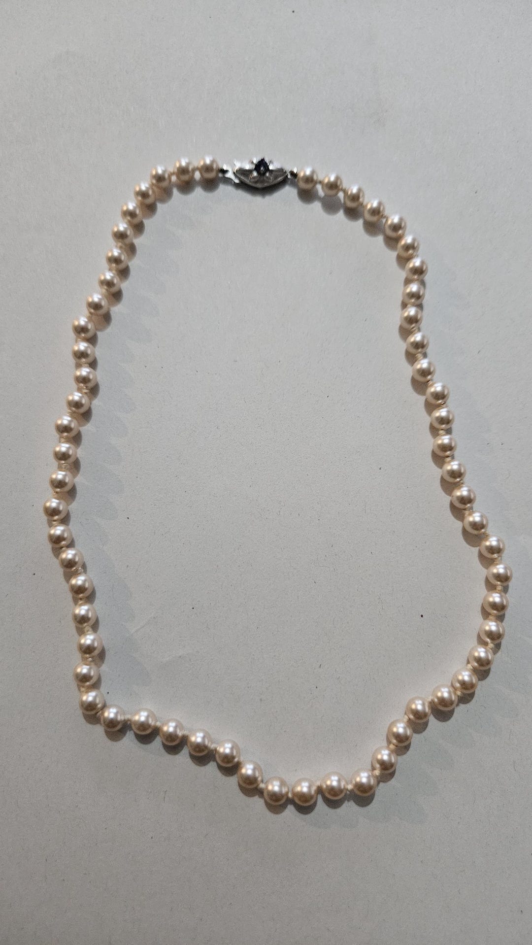 Vintage Jka J.kohle Sterling Silver Sapphire Clasp Glass Pearl Choker ...