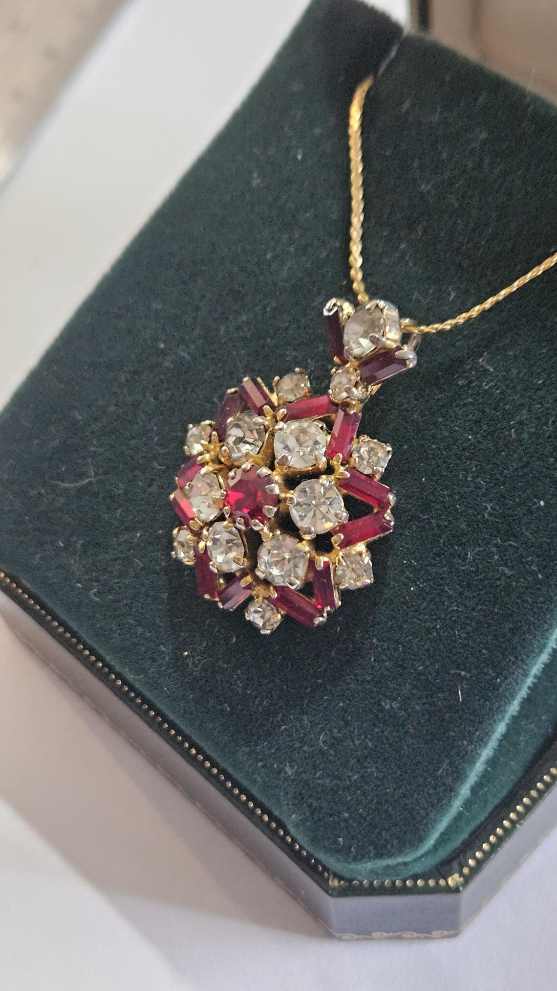Vintage Red Clear Paste Glass Star Pendant Necklace Gold Plated - Etsy