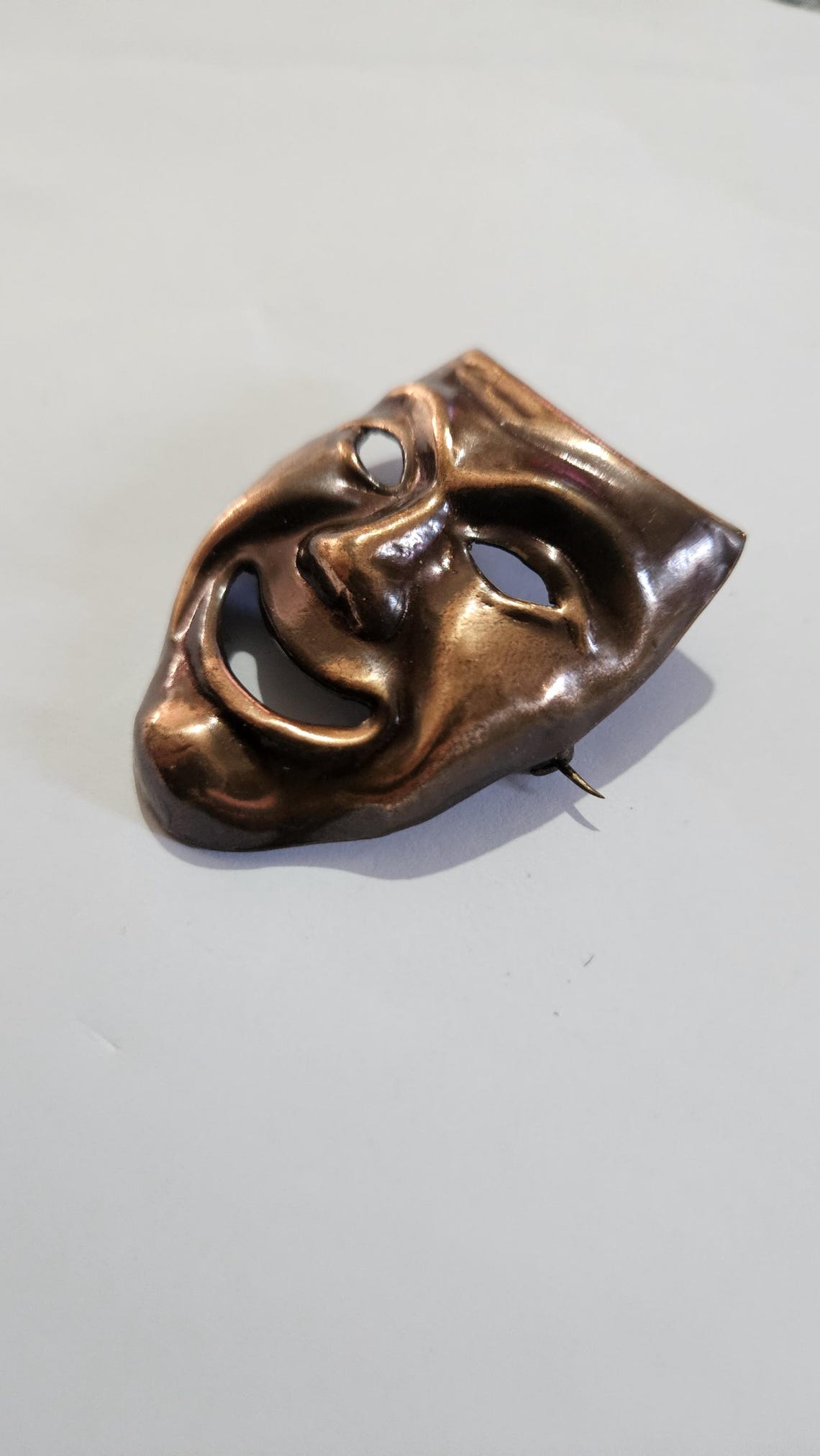 Vintage Large Copper Comedy Face Mask Brooch Pin - Etsy