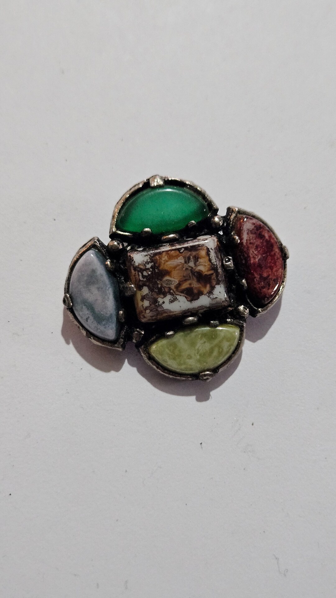 Vintage Jacobite Signed Mixed Agate Scottish Celtic Pewter Brooch Pin ...