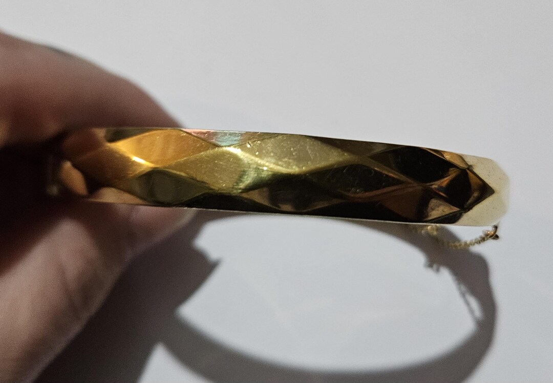 Vintage 9ct Gold Metal Core Bangle Bracelet - Etsy