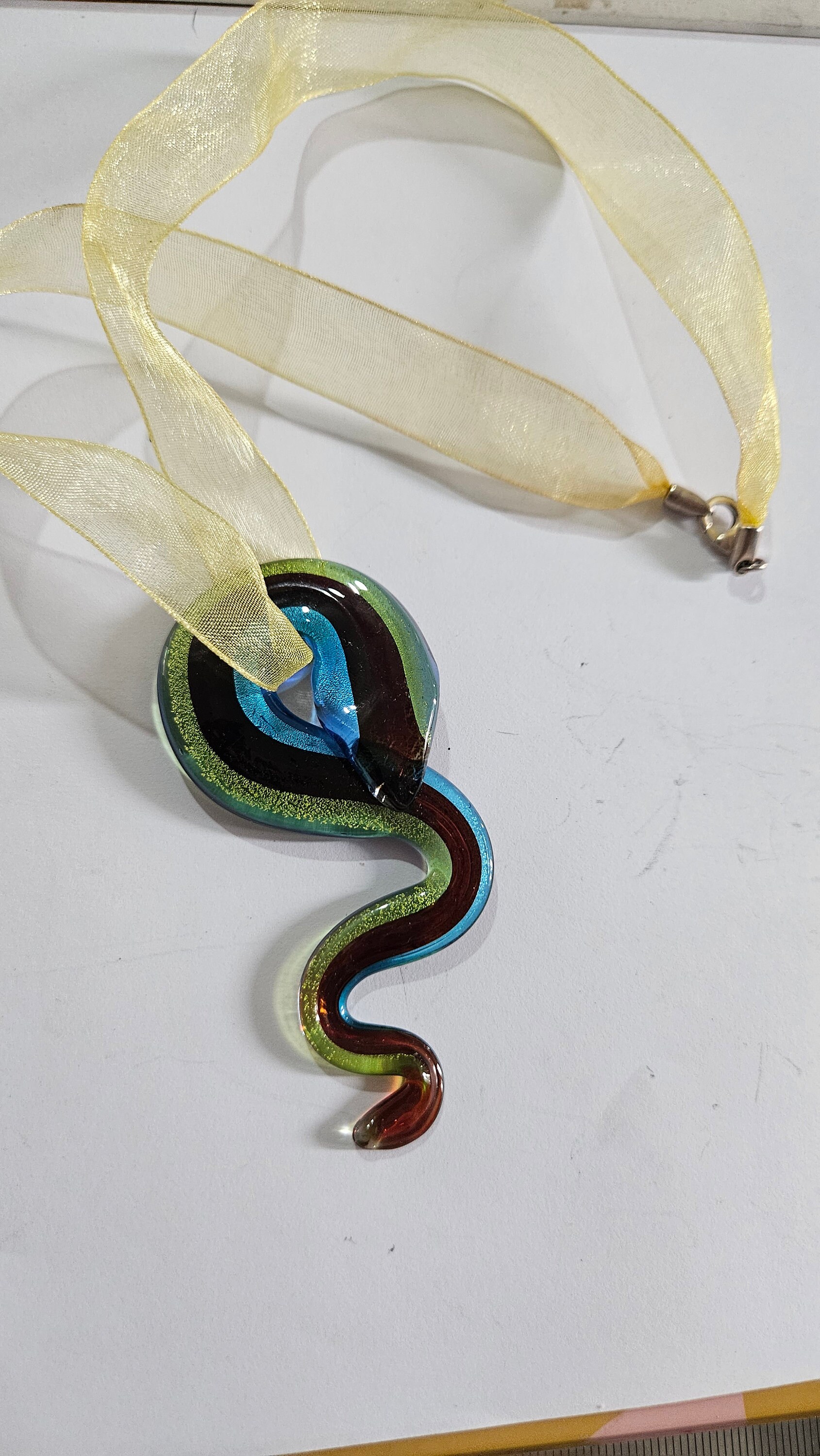 Vintage Large Murano Glass Snake Serpent Pendant Necklace - Etsy