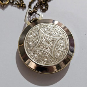 Vintage Norbee Gold Plated Moving Face Mechanical Swiss Watch Pendant ...