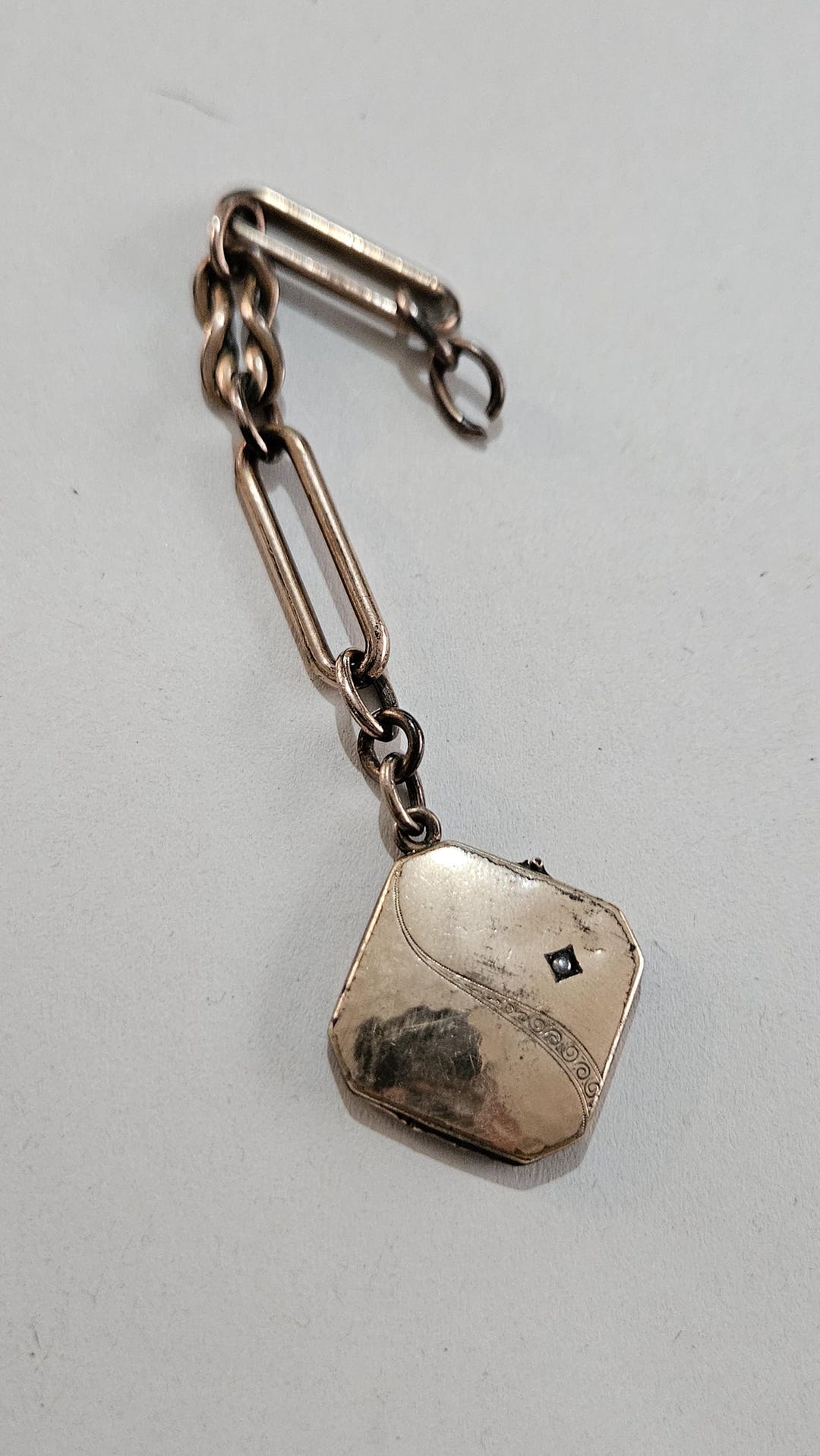 Antique Victorian Rolled Gold Watch Chain Fob Locket With Star-set Seed ...